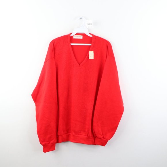 Vintage | Sweaters | Vintage Long Sleeve Blank Vneck Sweater Red Usa ...